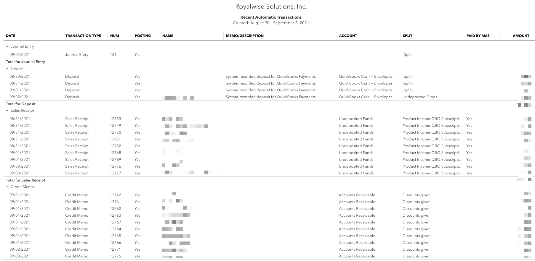 Look What I Found Recent Automatic Transactions Report Royalwise